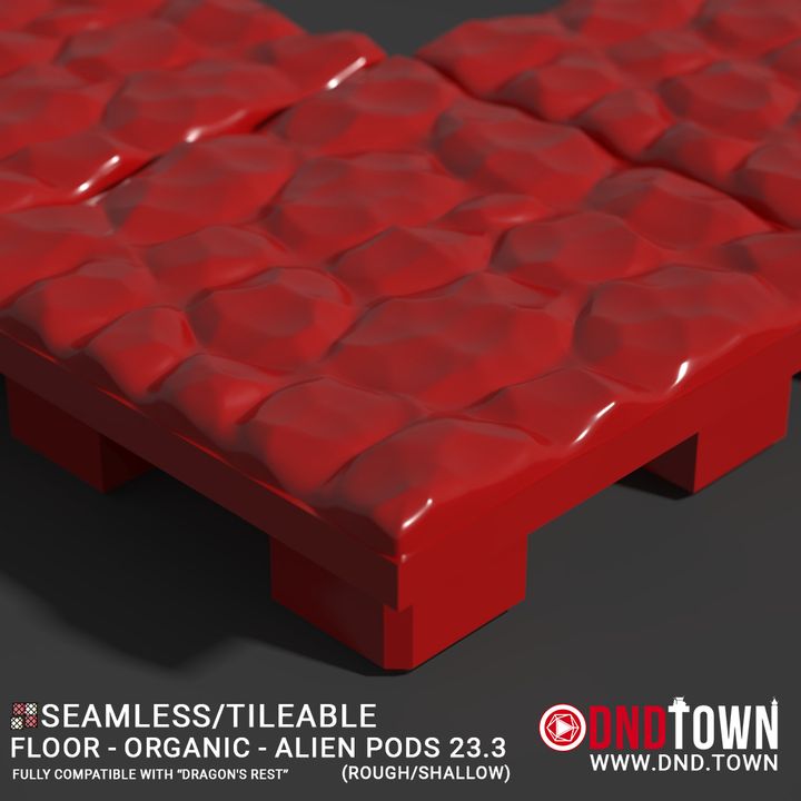 3D Printable 3D Modular Dungeon Tile: Floor - Organic - Alien Pods 23.3 (ROUGH/SHALLOW) - DnD ...